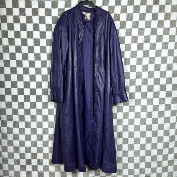 RZR | Jackets & Coats | Purple Leather Trenchcoat Jacket Genuine ...
